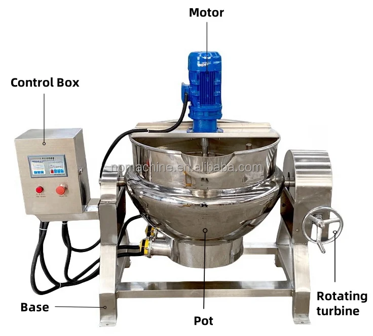 400l Large Capacity Cooking Pot with Mixer Steam Jacketed Kettle with ...