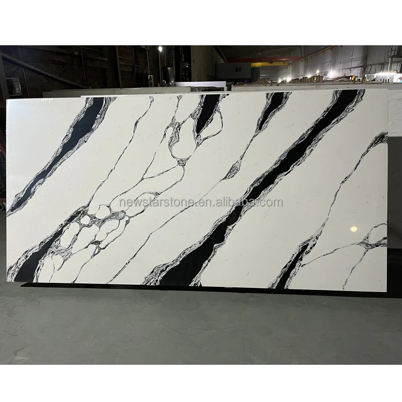 Artificial Panda White Quartz Stone Kitchen Countertop Quartz Slab ...