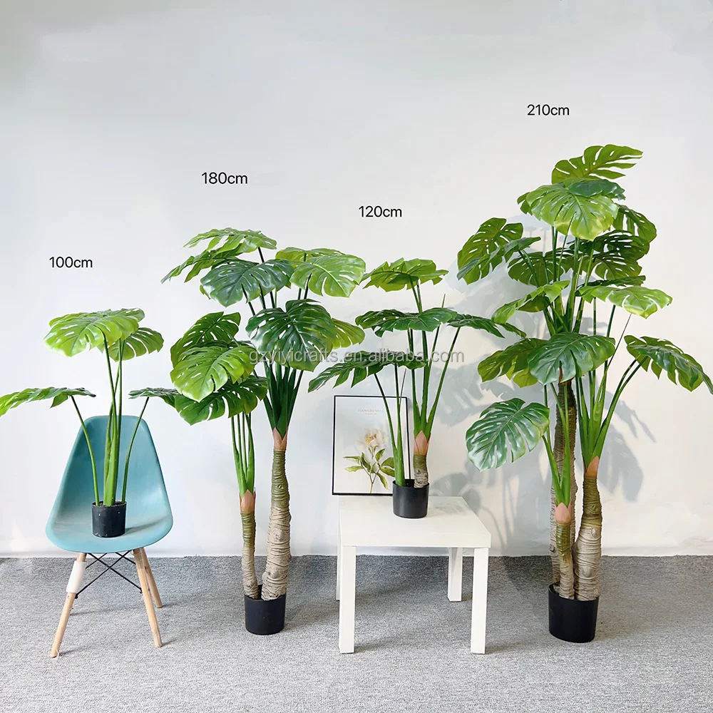 Decorative Monstera Leaf Plastic Plants Bonsai Artificial Monstera ...