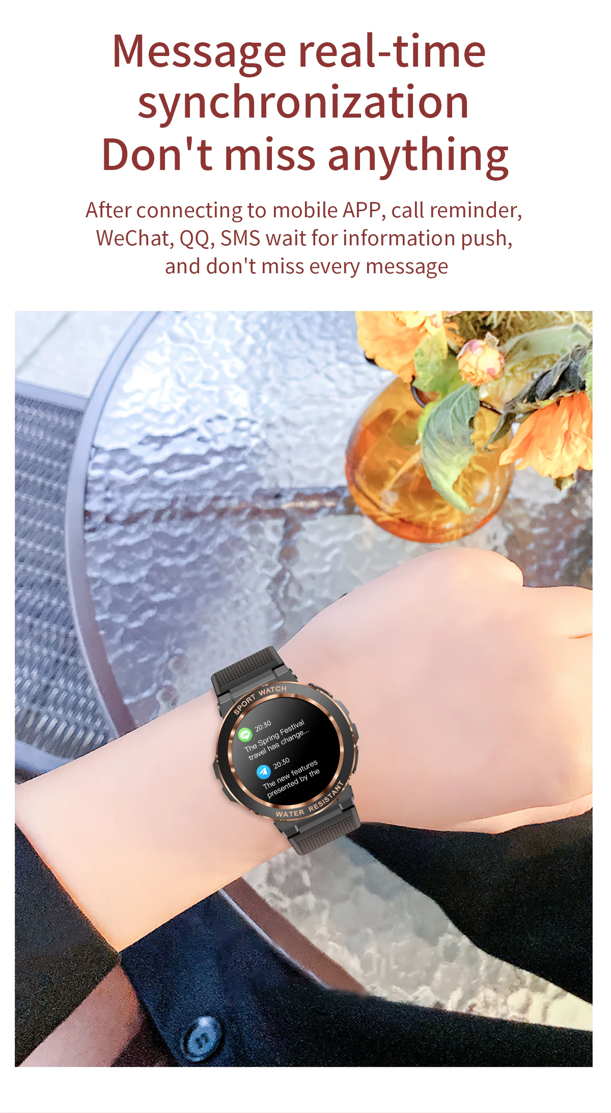 Mk60 Rugged Style Smart Watch For Women Ladies 2023 Full Screen Touch With Blood Pressure ...