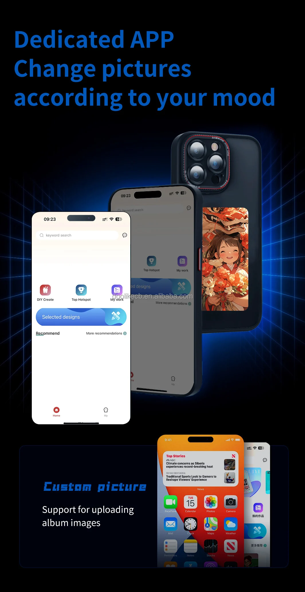 Ultra-Modern DIY Image Swap Mobile Phone Case Featuring Smart Screen ...