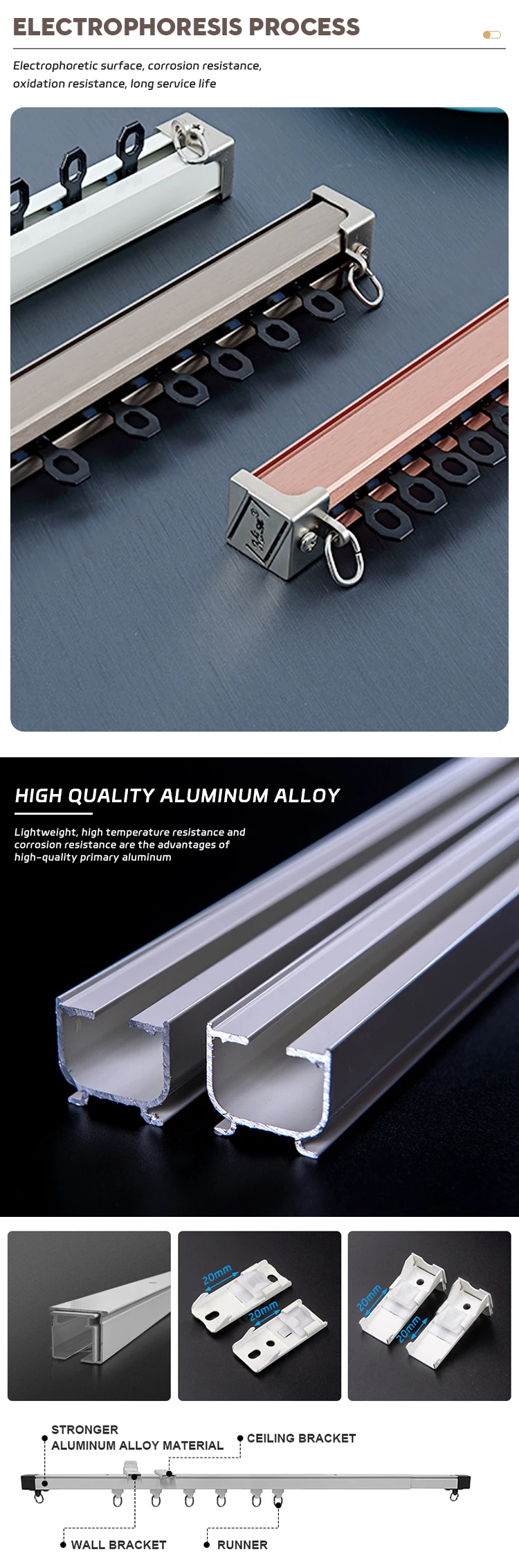 Luxury Modern Ceiling Mount Double Aluminum Curtain Poles Tracks ...