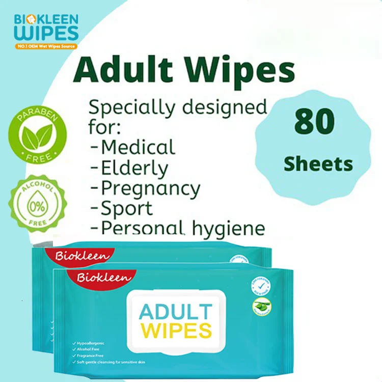 Biokleen 80ct Disposable Extra Thick Hospital Adult Incontinence Wipes Disposable Body Wipes Wet ...
