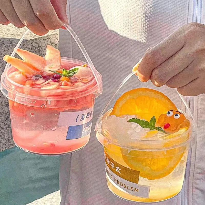 Custom Portable Milk Tea Bucket 500ml 1000ml Fruit Tea Bucket ...