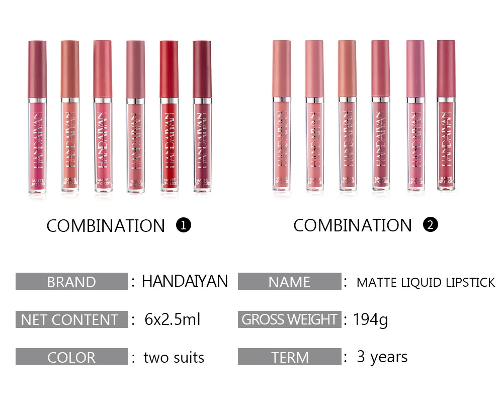 HANDAIYAN Lipstick Liquid Matte - Long Lasting Color