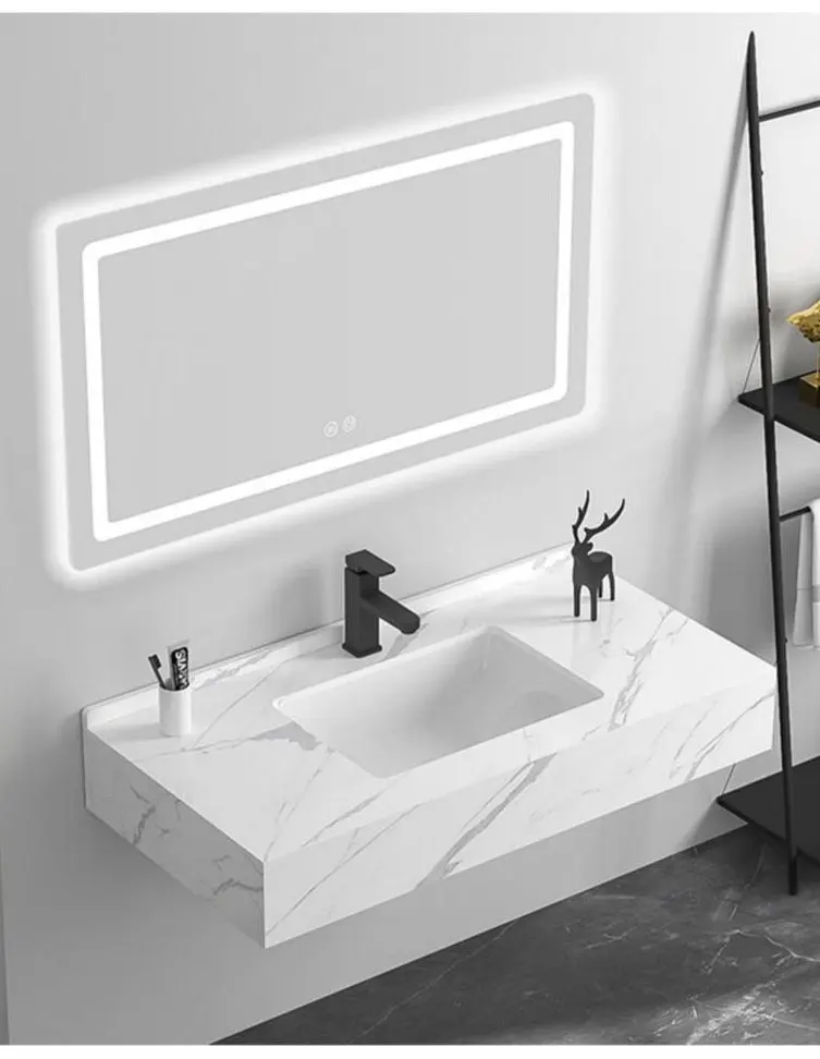Modern Solid Surface Bathroom Floating Sink Wall Hung