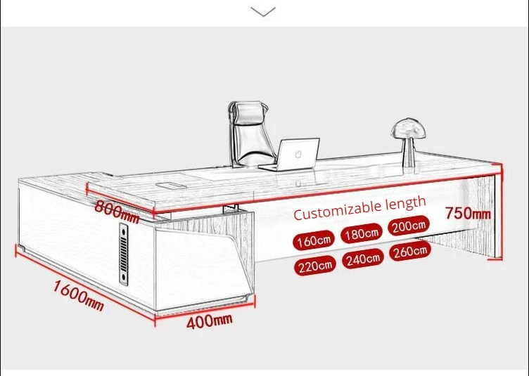 Modern Manager Office Desk - Executive Melamine Table