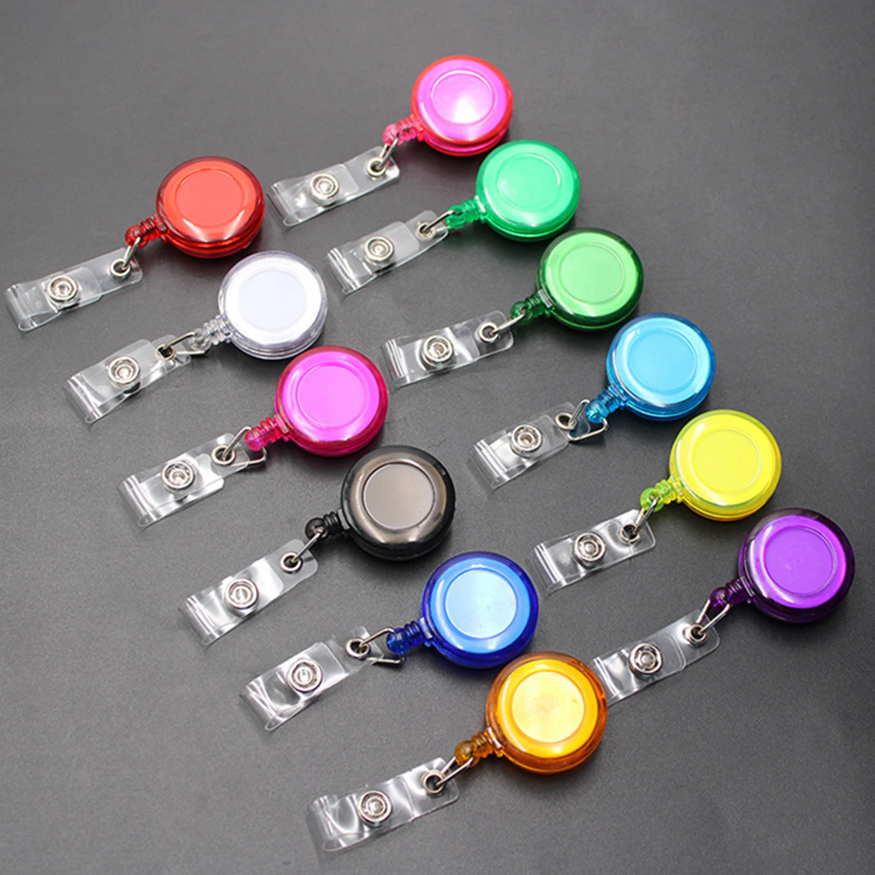 Custom Logo Colourful 32mm Round Shaped ID Card Name Clip Keychain ...