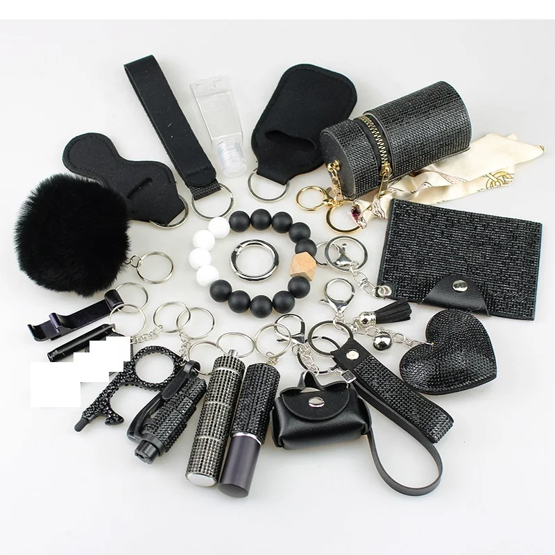 Women Rhinestone Bling Personal Self Defense Keychain Set Bulk ...