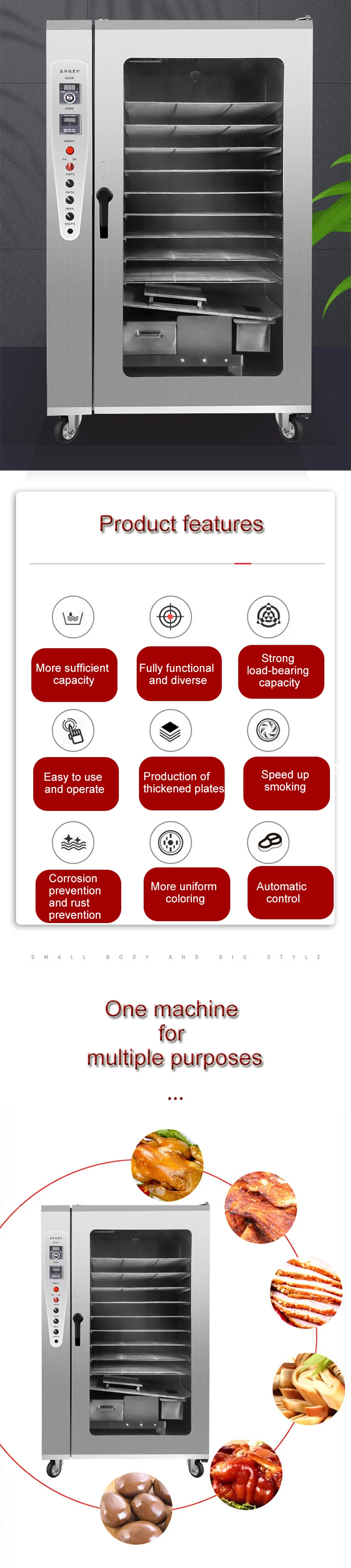 Intelligent Temperature Time Control Sausage Fish Meat Smoked Gas ...
