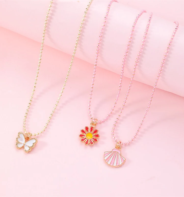 Cute And Sweet Colorful Bead Chain Little Daisy Shell Butterfly Pendant ...