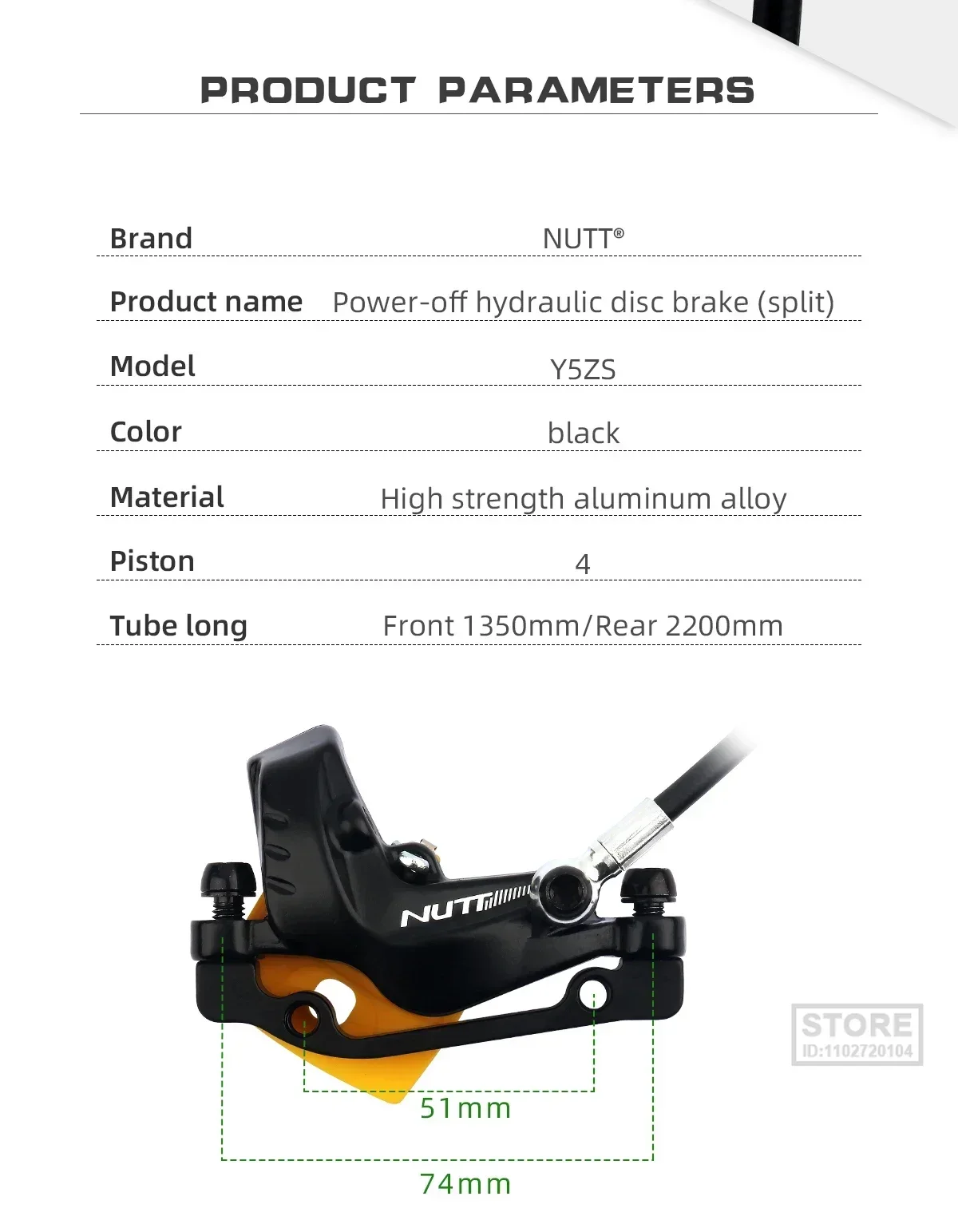 Nutt 4 Piston Hydraulic Disc Brake for Electric Scooters - Black ...