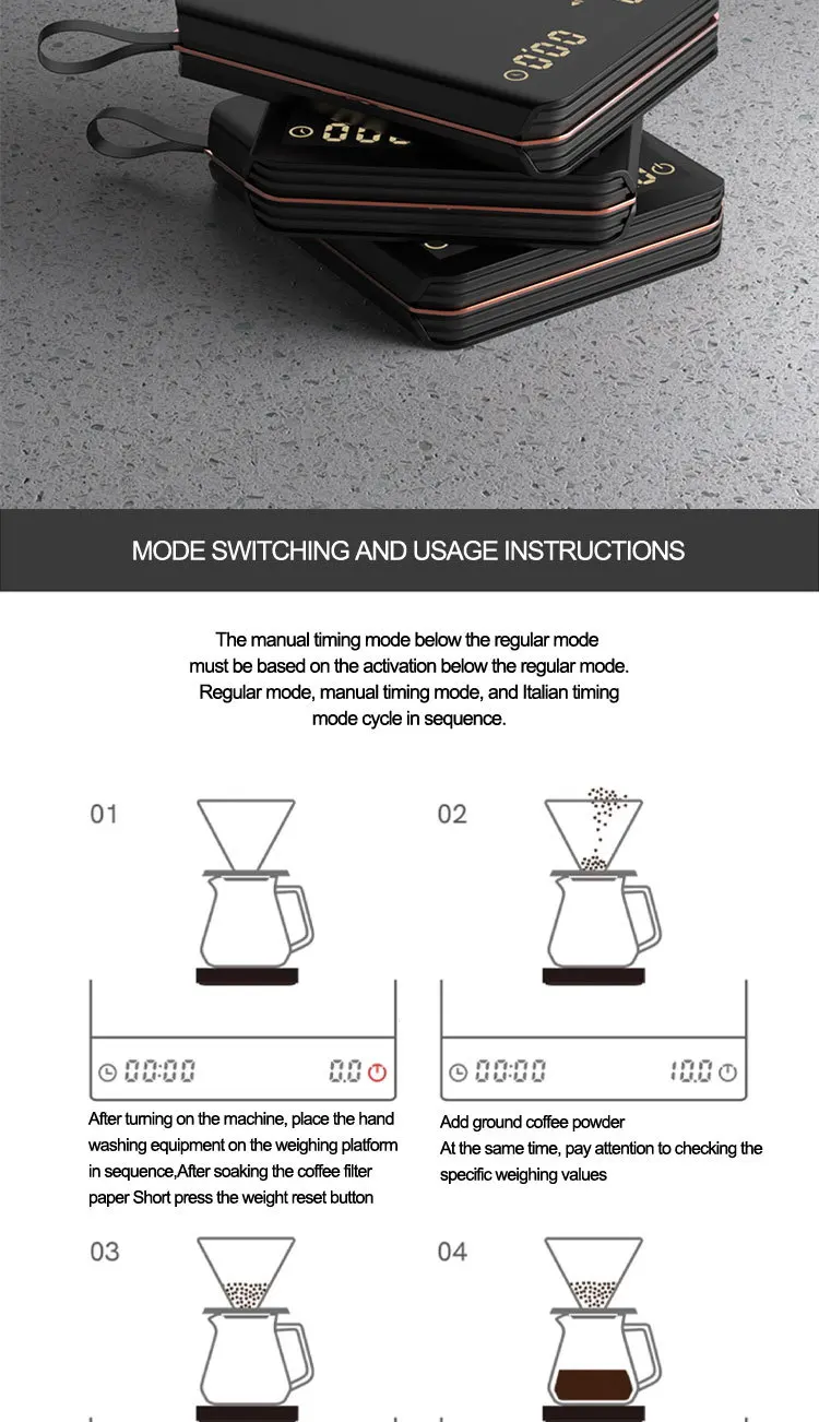 Espressos Scale With Timer 2000g/0.1g Drip Coffee Scale Handy Baristas ...