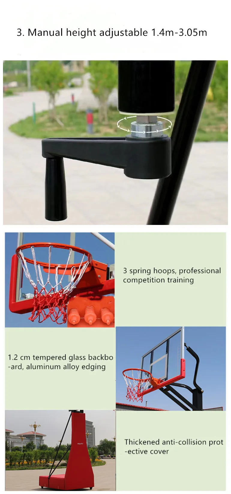 Portable Adjustable Height Basketball Hoop For Indoor & Outdoor Play ...