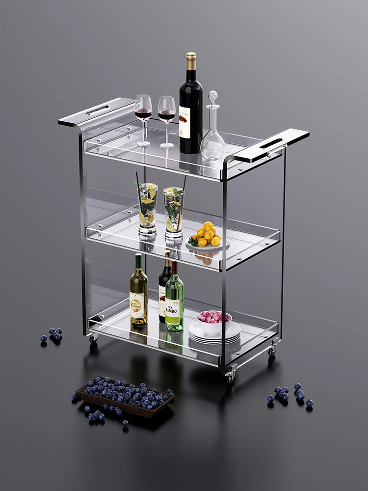 Clear Bar Cart 3-tier Acrylic Slim Slide Out Storage Rolling Cart,Clear ...