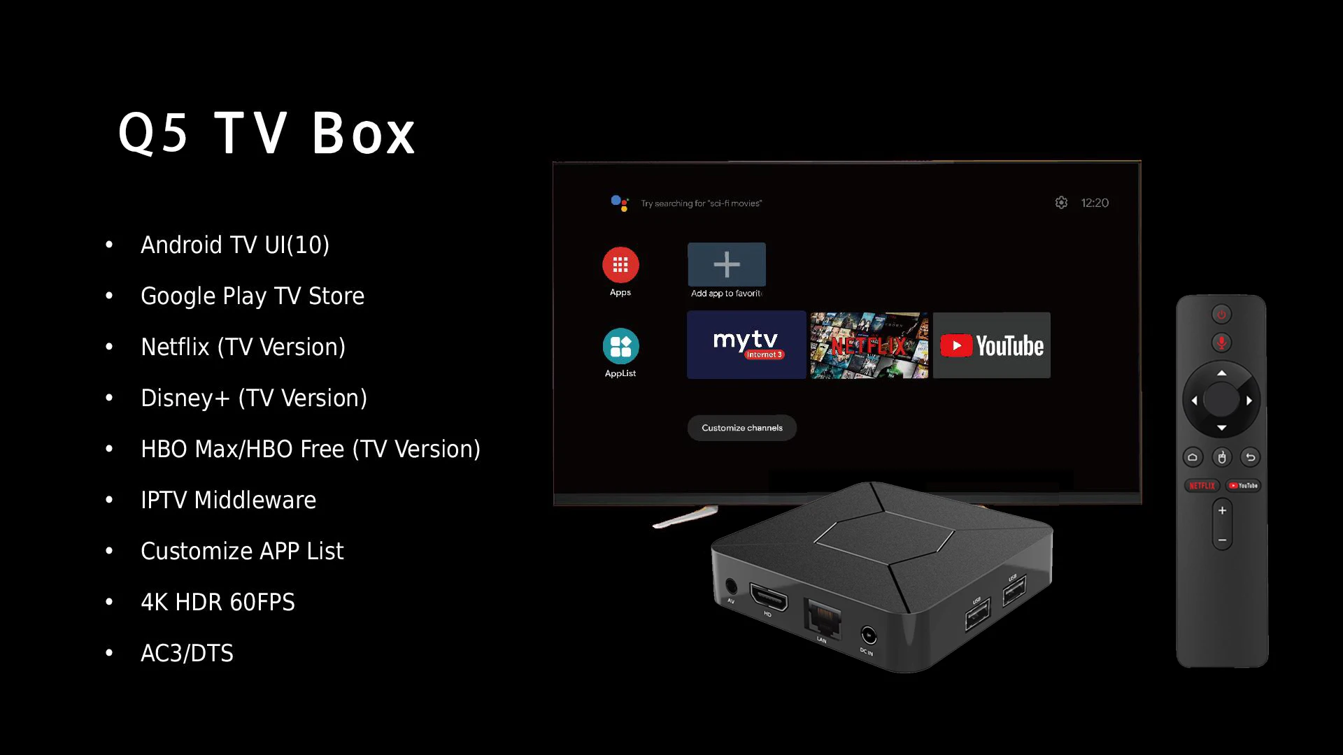 Hotselling Q5 Atv Android 10.0 Os 4k Smart Tv Box Allwinner H313 Media ...