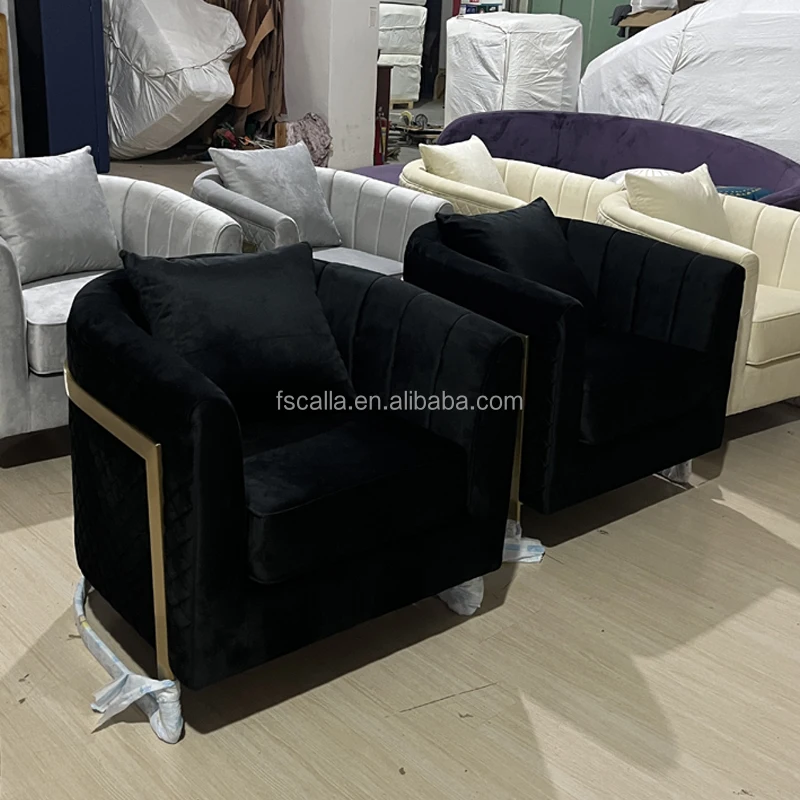 Modern Velvet Upholster Accent Chair with V Shaped Frame