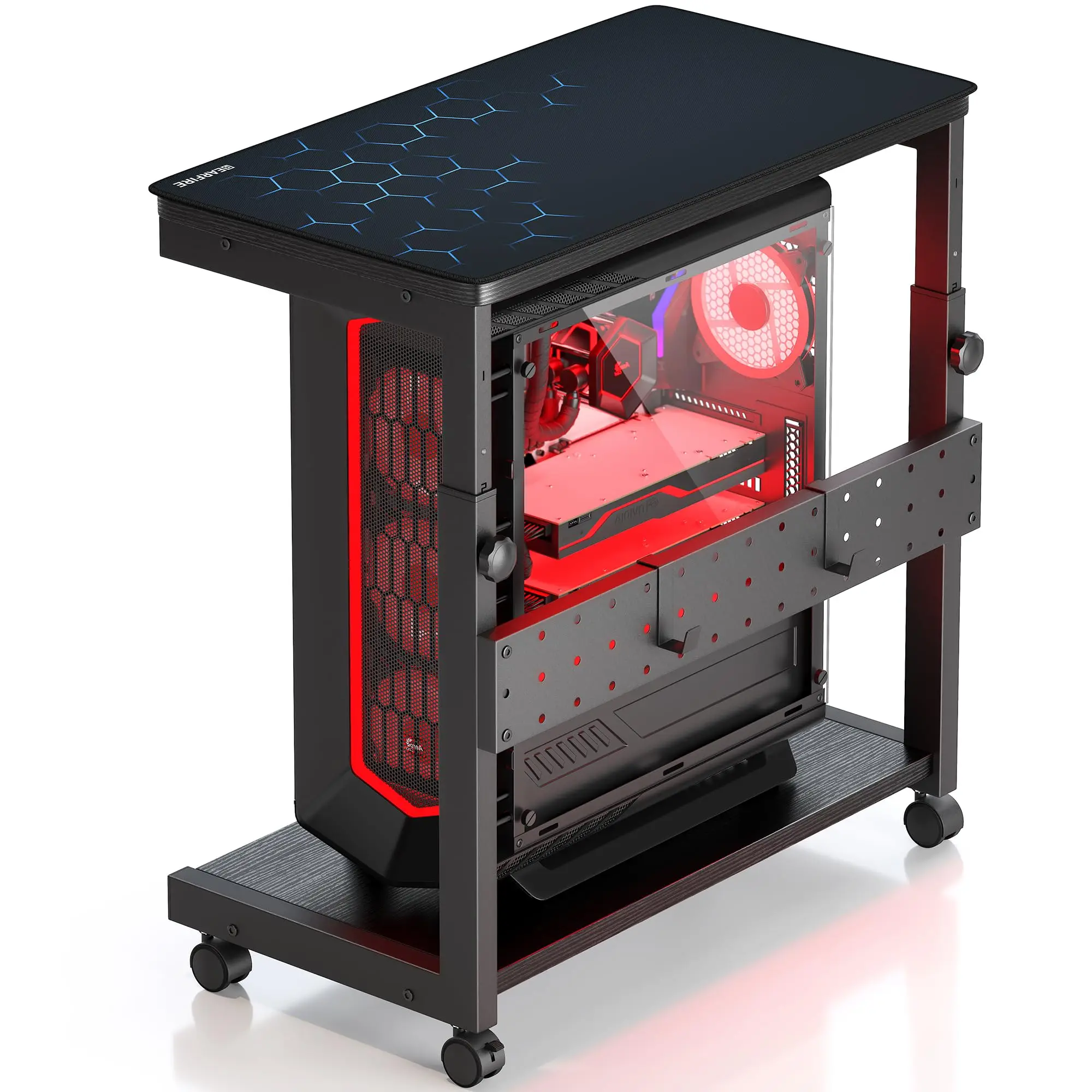 Height Adjustable Computer Tower Stand - 2-Tier Case Holder