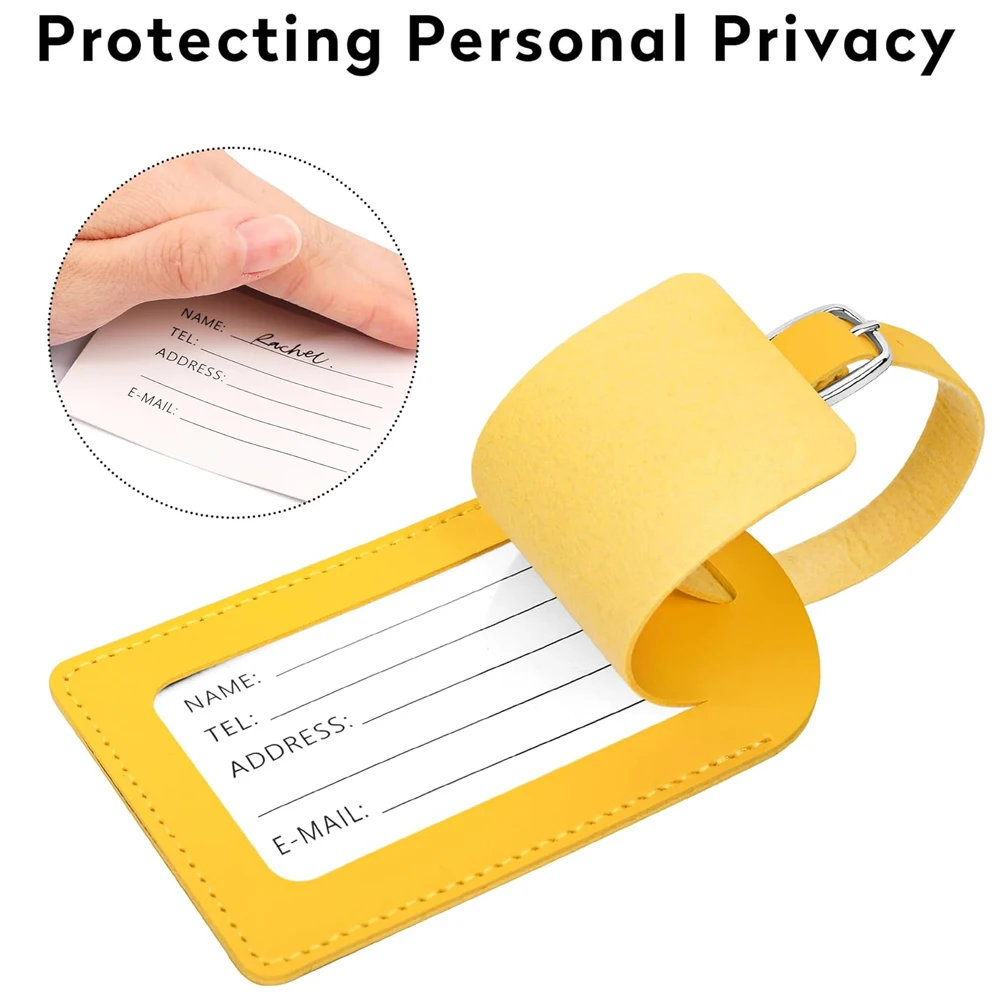Yellow Luggage Tags for Suitcase Travel Bag Labels Privacy Protection ...