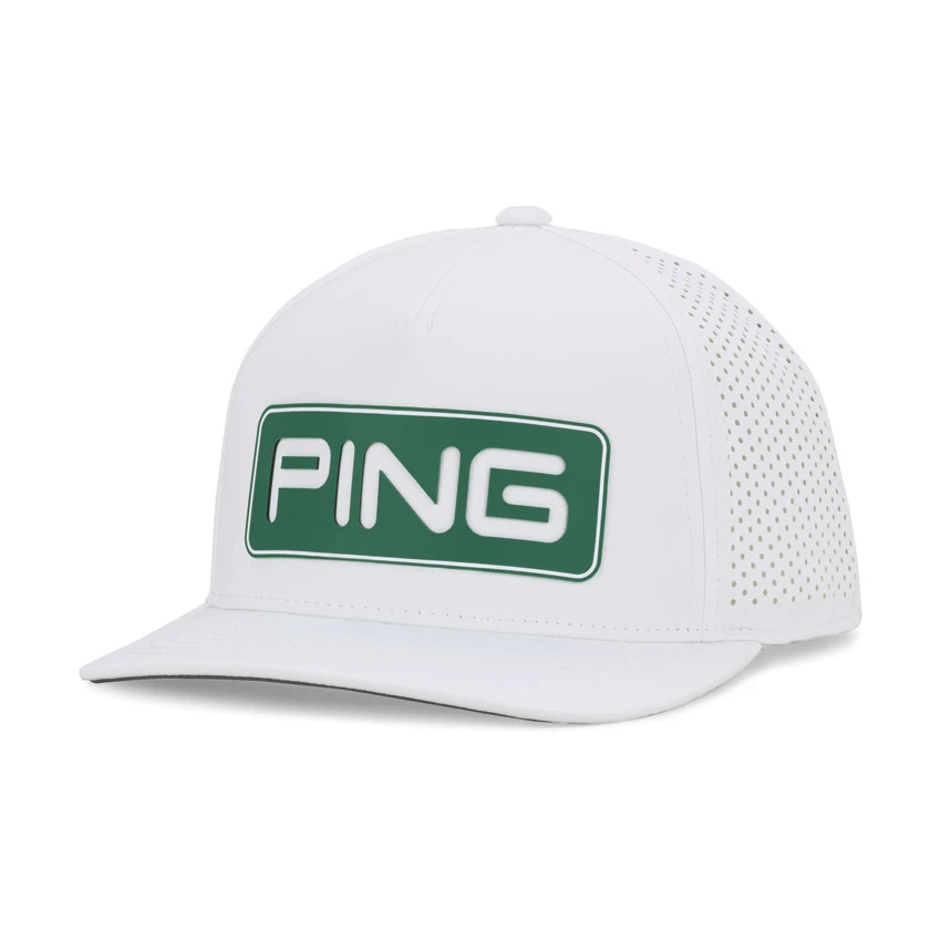 Custom Logo Laser Cut Perforated Golf Hat Structured Snapback Ping Cap Rubber Patch Baseball Cap ...