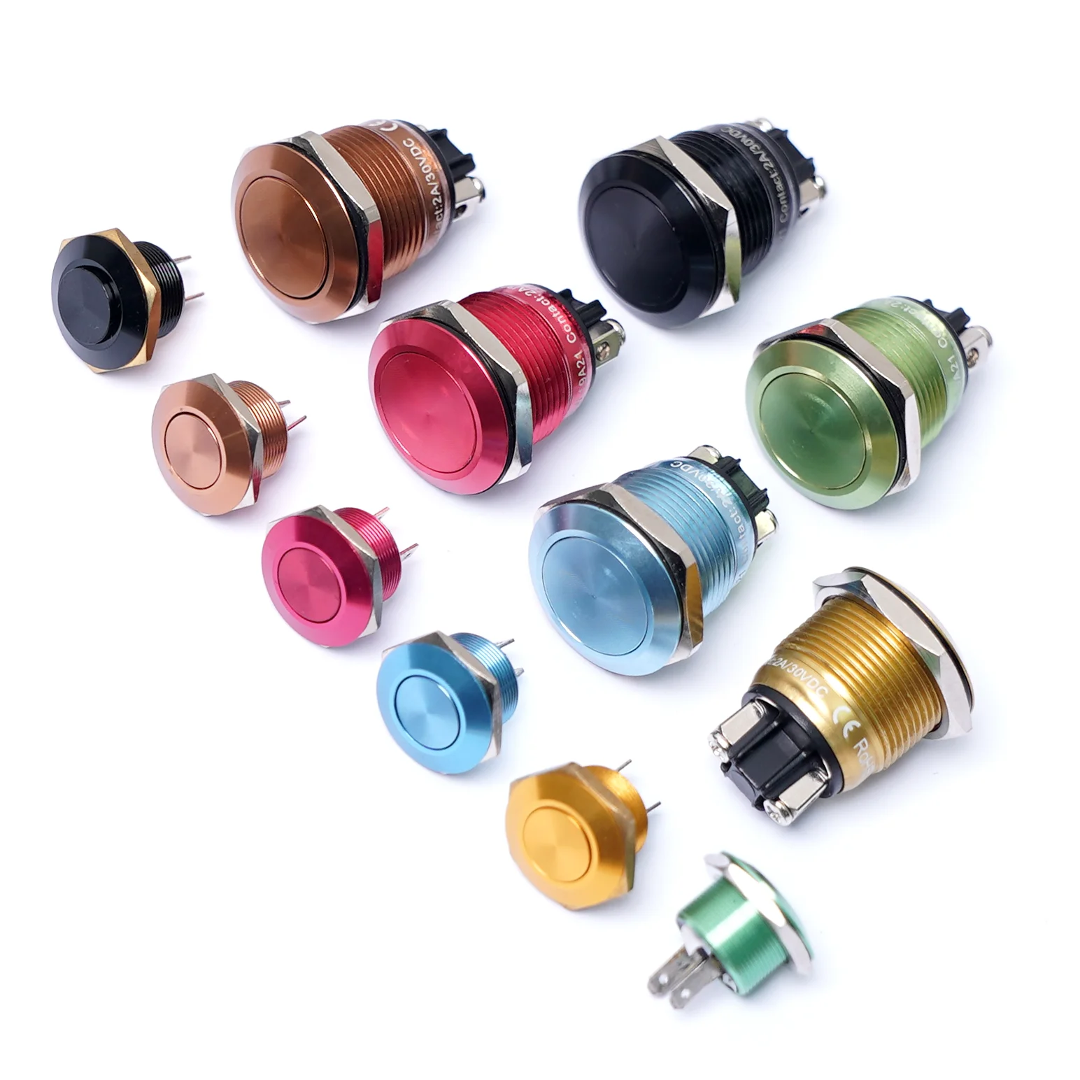 Mitec Metal Push Button Switch Premium Colour Anodized Aluminium 12mm ...