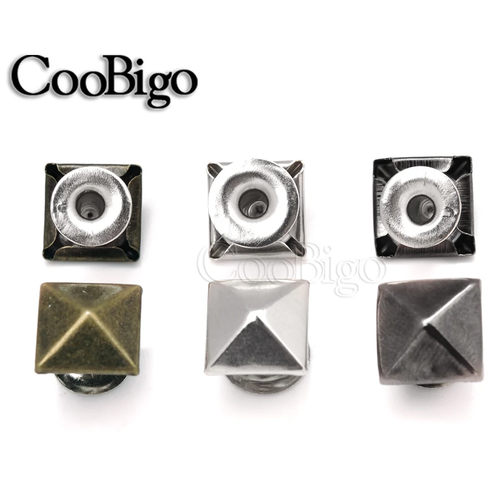 500Sets Pyramid Cap Rivets Stud Square Rivet Base Spikes Punk Garment ...