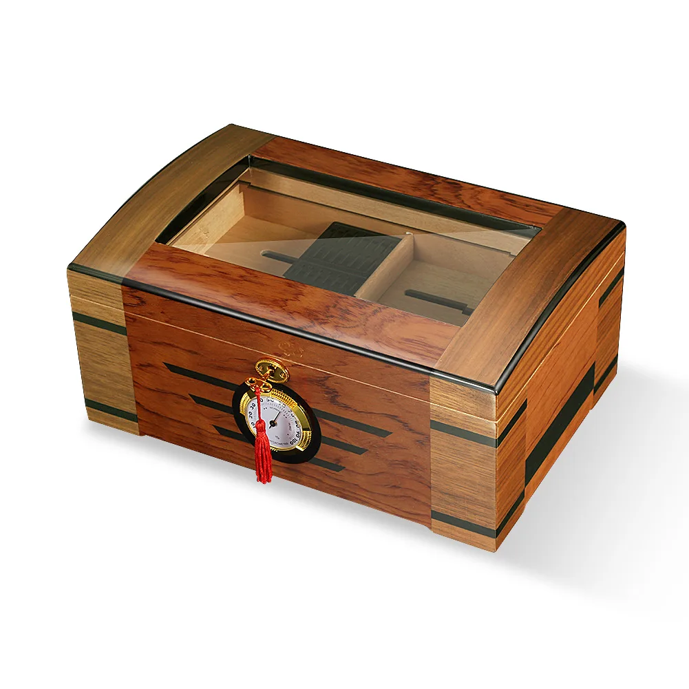 Wooden Cigar Box Manufacturer Tobacco Container Storage With Hygrometer ...
