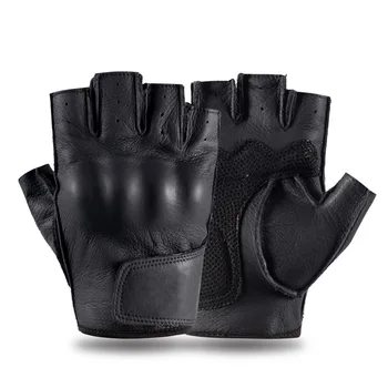 Half Finger Self Defence Working Hard Knuckle Motorcycle Cowhide ...