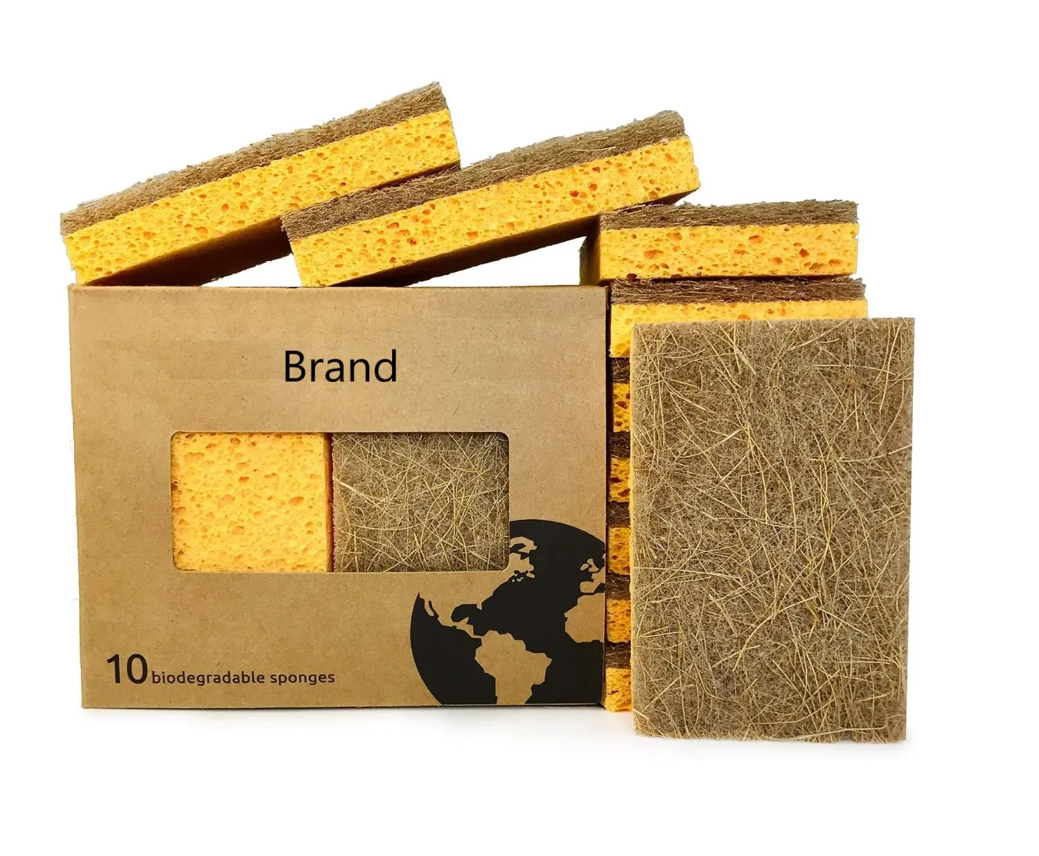 12-pcs Pack Natural Compostable Plant Based Kitchen Scrubber Sponge ...