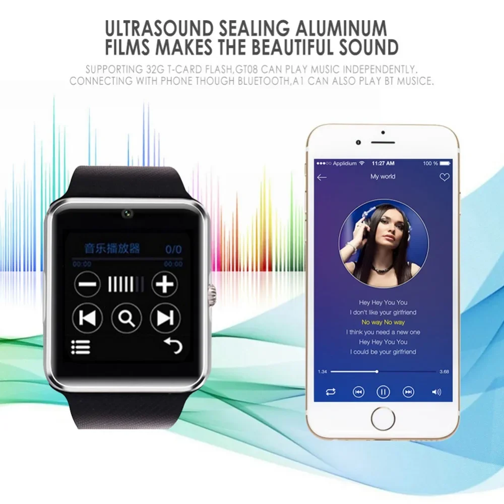 1.54 Inch Touch Screen Android GT08 Smartwat GT08 DZ09 A1 Smart Watch ...