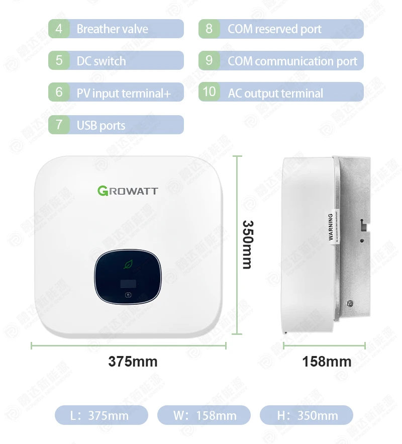 Growatt Ongrid Inverter 6kw 6000w Min 6000tl-x On Grid Tie Solar ...