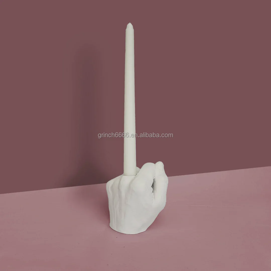 Middle Finger Candle Holder Polyresin Candlestick Holder Taper Candle ...