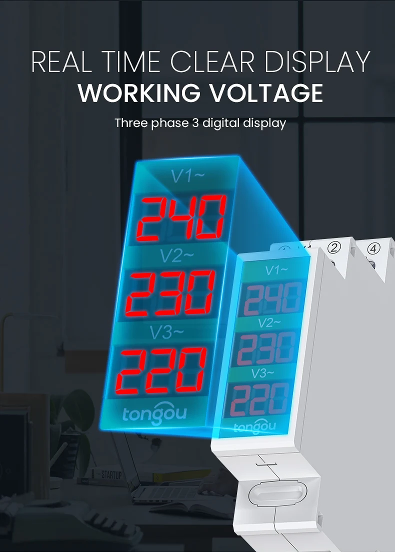 TONGOU Mini Modular LED Digital Display Voltmeter Gauge