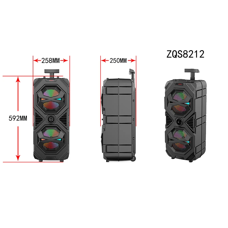 Zqs8212 Dj Wholesale Subwoofer 40w Power Dual 8 Inch Speaker Wireless Karaoke Party Speaker ...