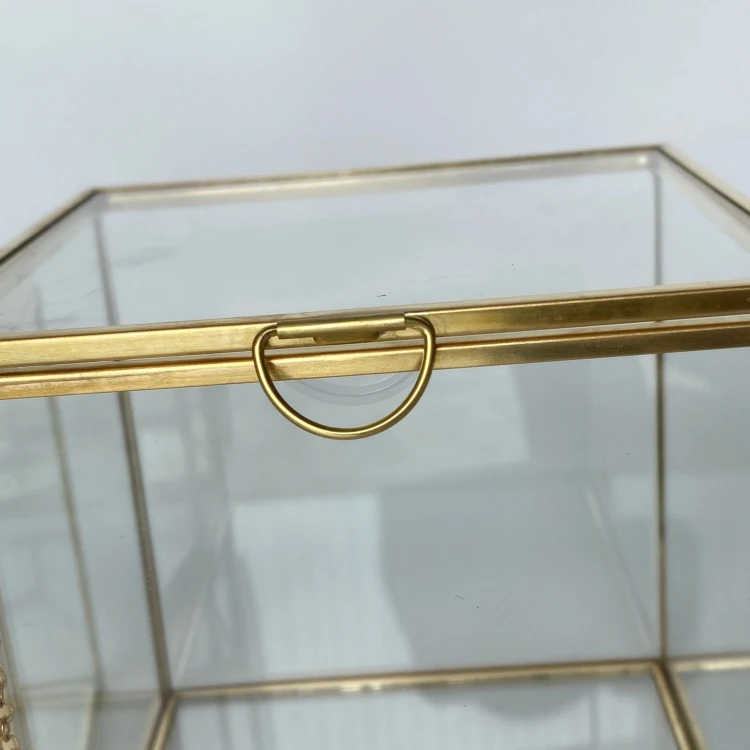 Geometric Brass Tempered Glass Box Wedding Card Box Small Rose Gold ...