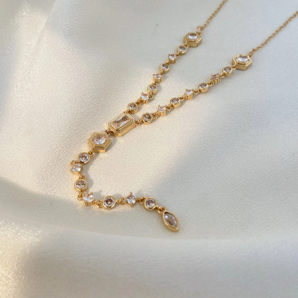 Brass Zircon Elliptical Round Pendant Necklace Minimalist Instagram ...