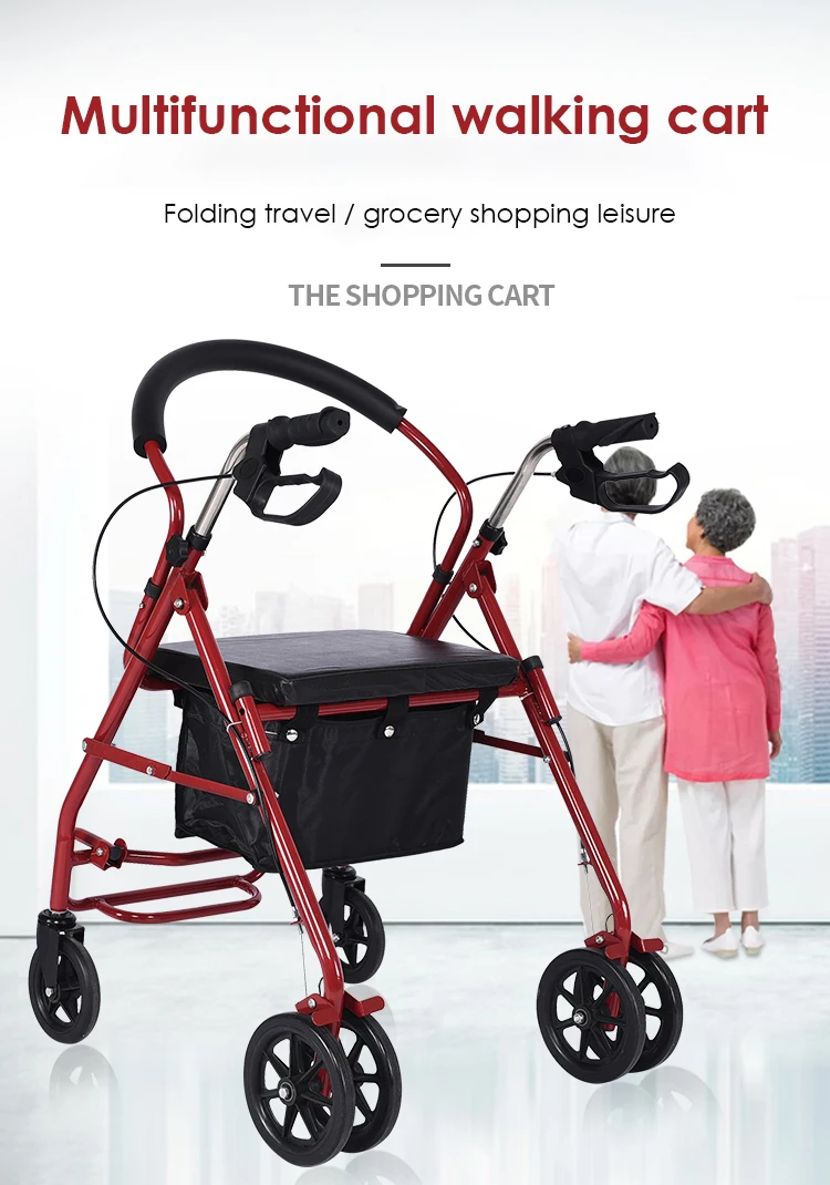 Alibaba.com: Lightweight four-wheel folding steel rollator walker with ...