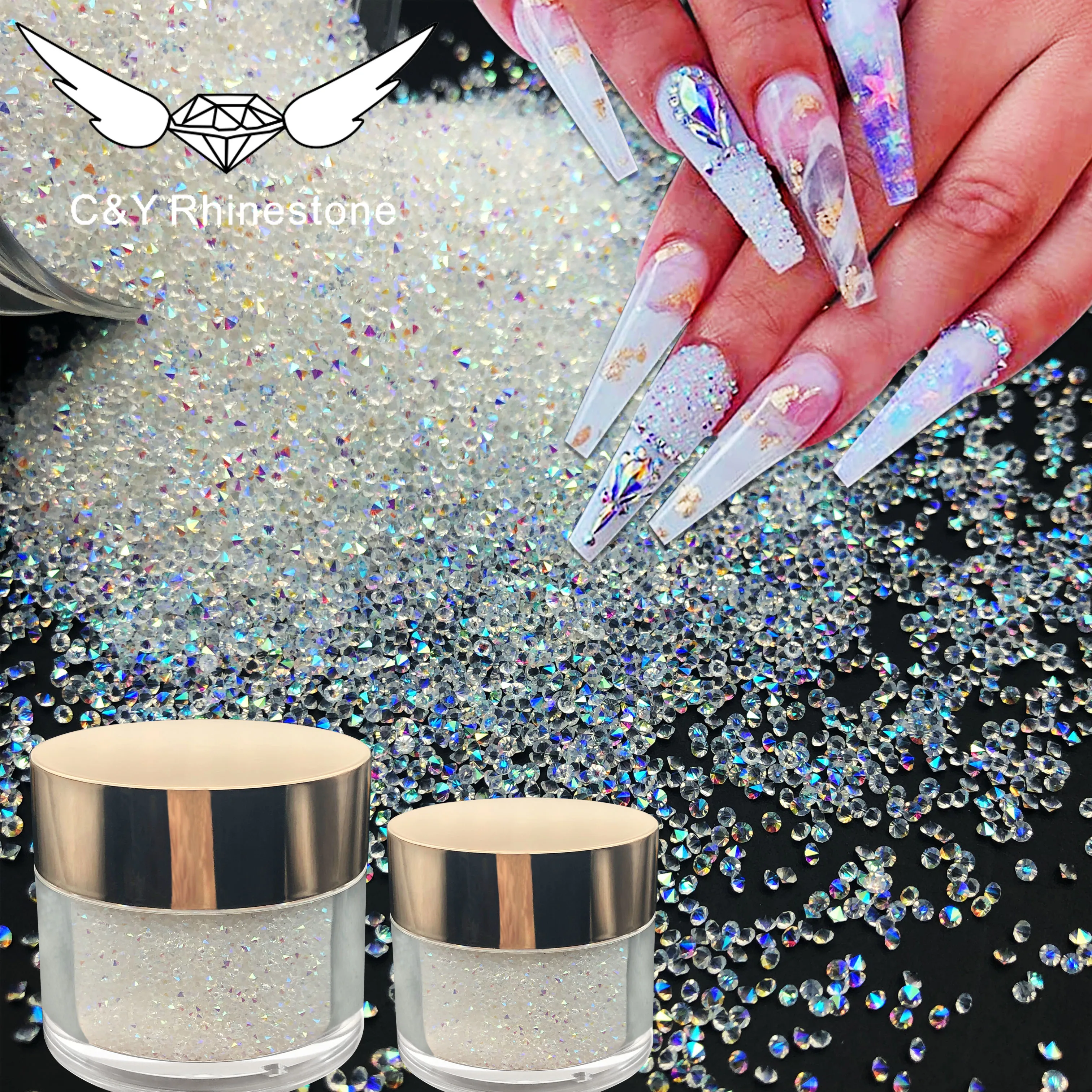 Cy Nails 0.9mm 1.0mm 1.2mm Pixie Crystal Rhinestones Pointback Strass Glass Diamond Stone Bulk ...