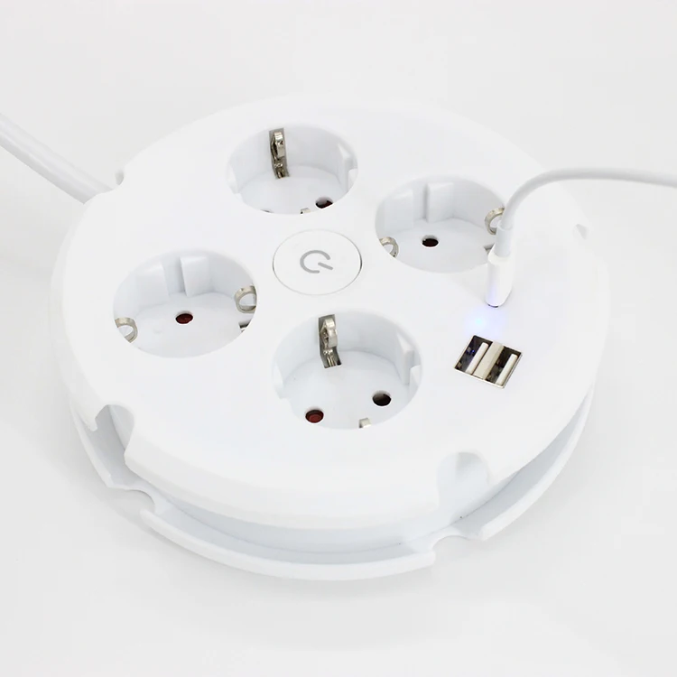 4 Outlet Eu Standard Power Socket 2 Usb 1 Type-c Ports Extension Power ...