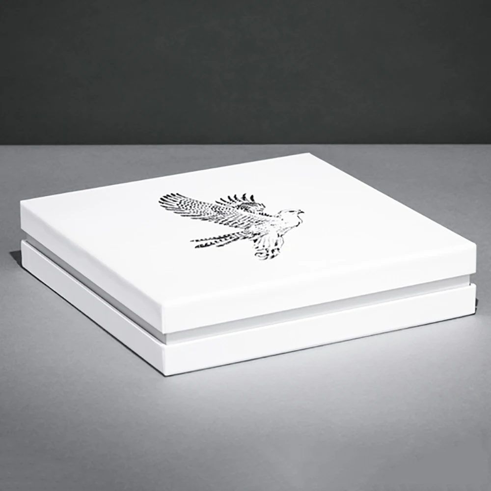 Custom Logo Luxury Rigid White Gift Boxes Matt Lamination Sponge Lining ...