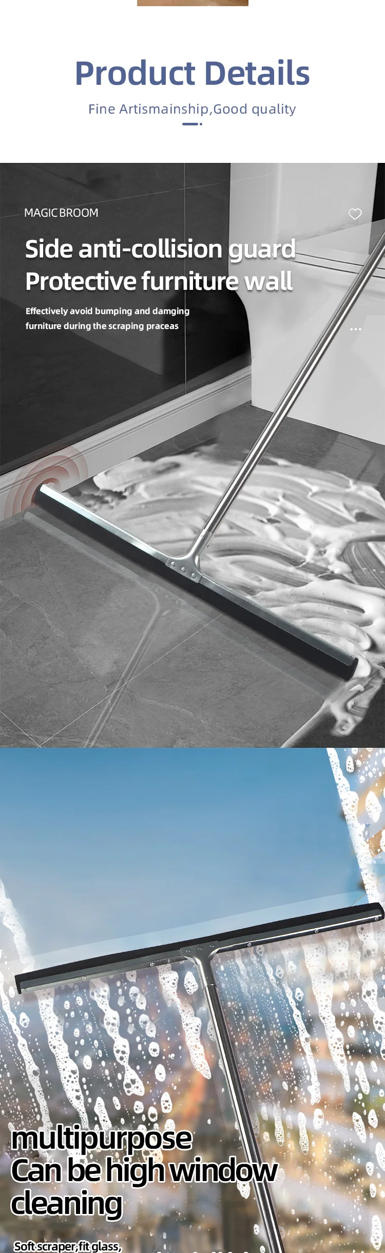 Stainless Steel Rod Floor Scraper With Rubber And Eva Squeegee Helps ...