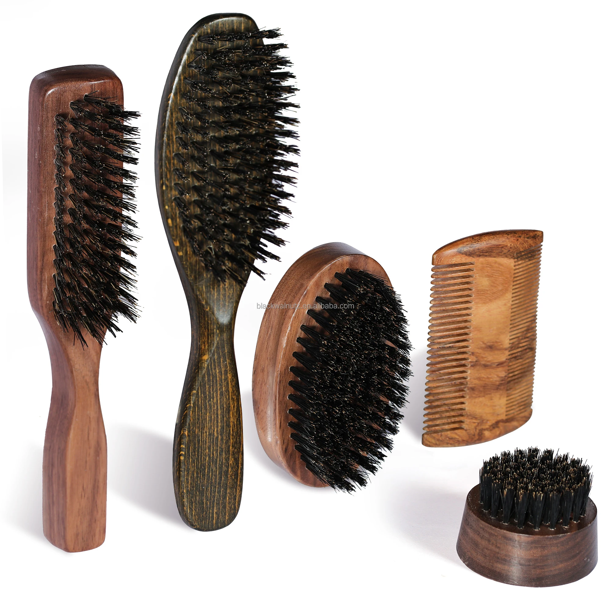 Custom logo Blue Custom Boar Bristle Long Handle Wave Hair Brush for ...