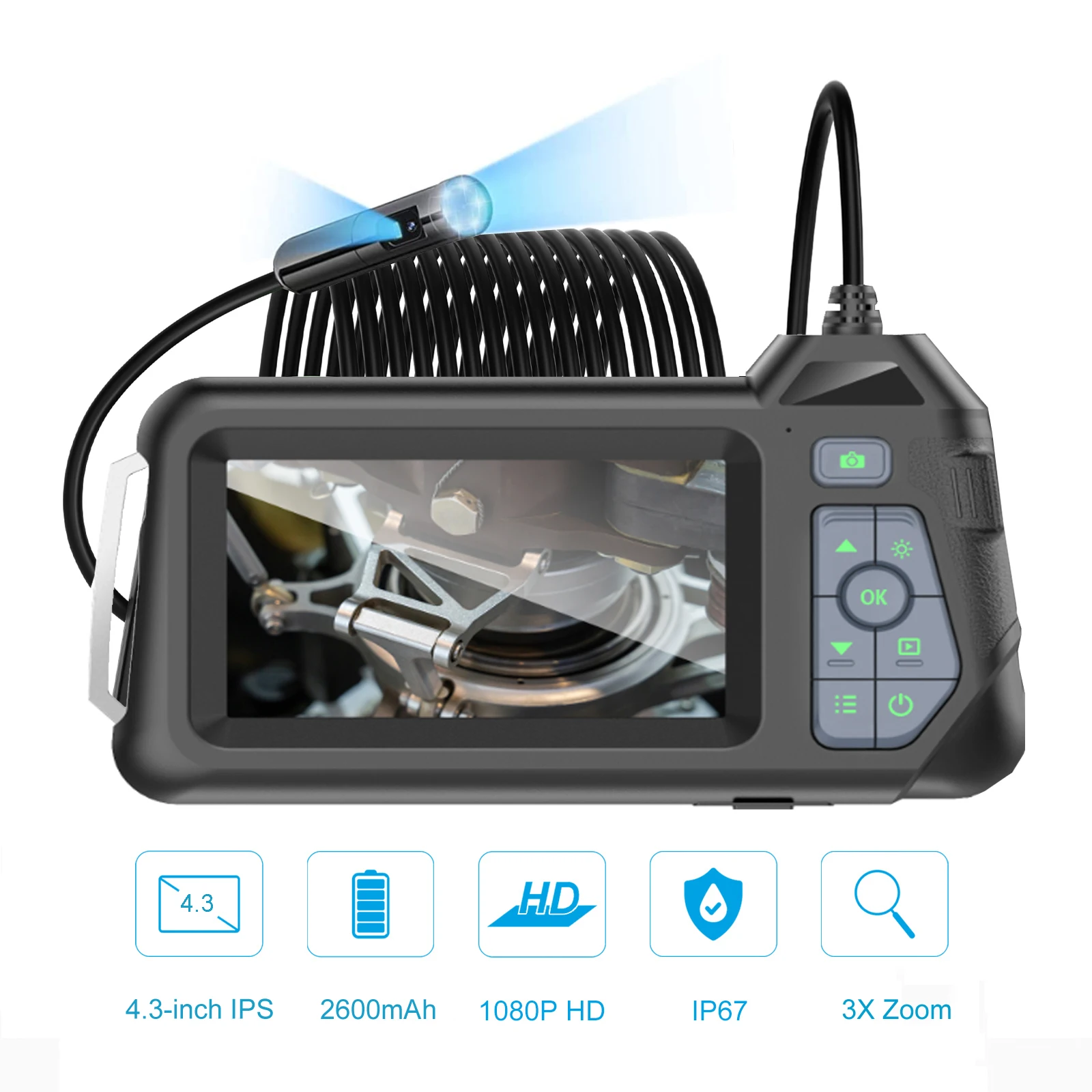 Flexible Video Borescope Industrial Inspection Hd Mini Mobil Portable ...