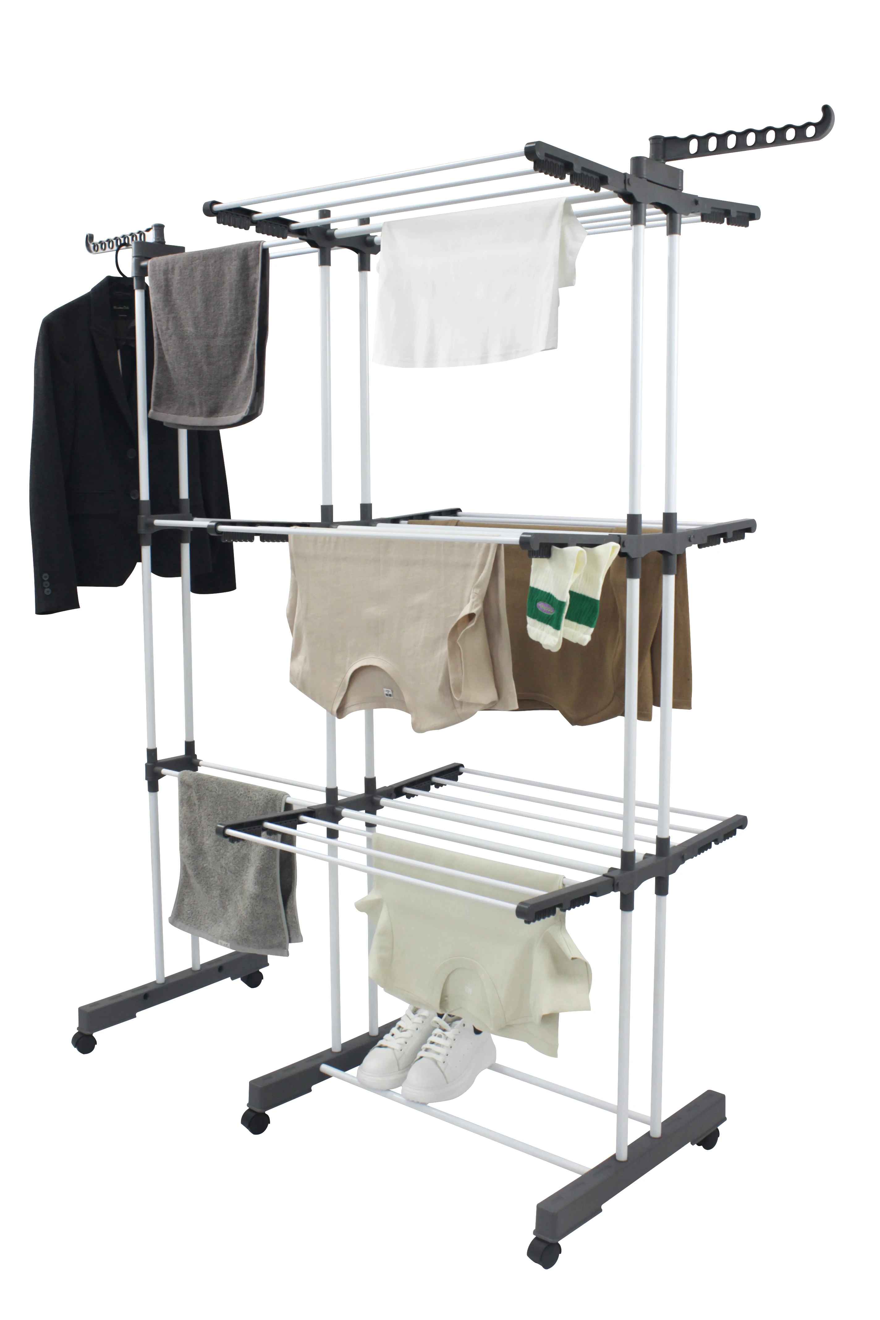 4 Tier Extendable Clothes Dryer Rack - Foldable & Easy to Move