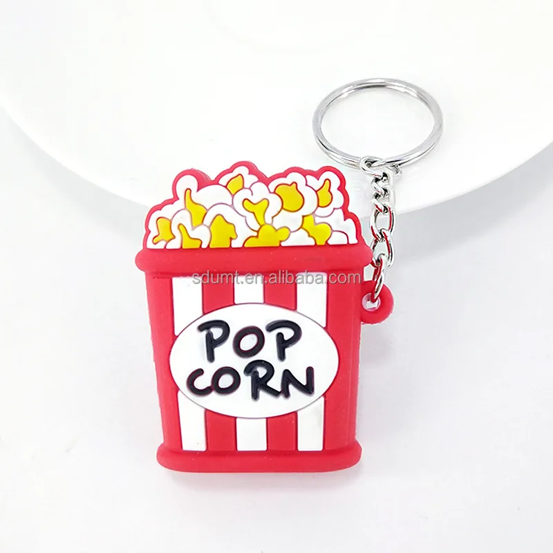 New Pvc Keychain Burger Popcorn French Fries Creative Food Key Chain ...