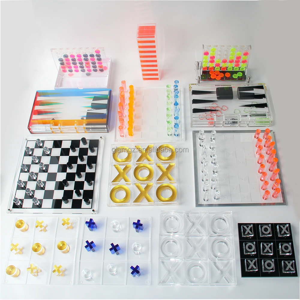Custom Acrylic Chess Set Chess Board Games Checkers Building Blocks ...