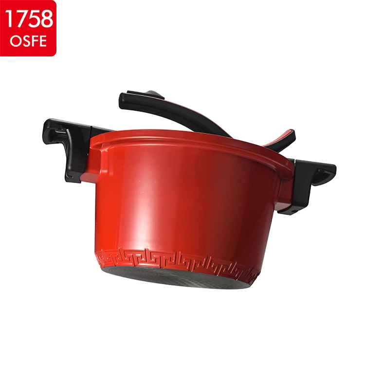 Red Durable Die Cast Body Casserole Pots Aluminium Non Stick Pressure ...