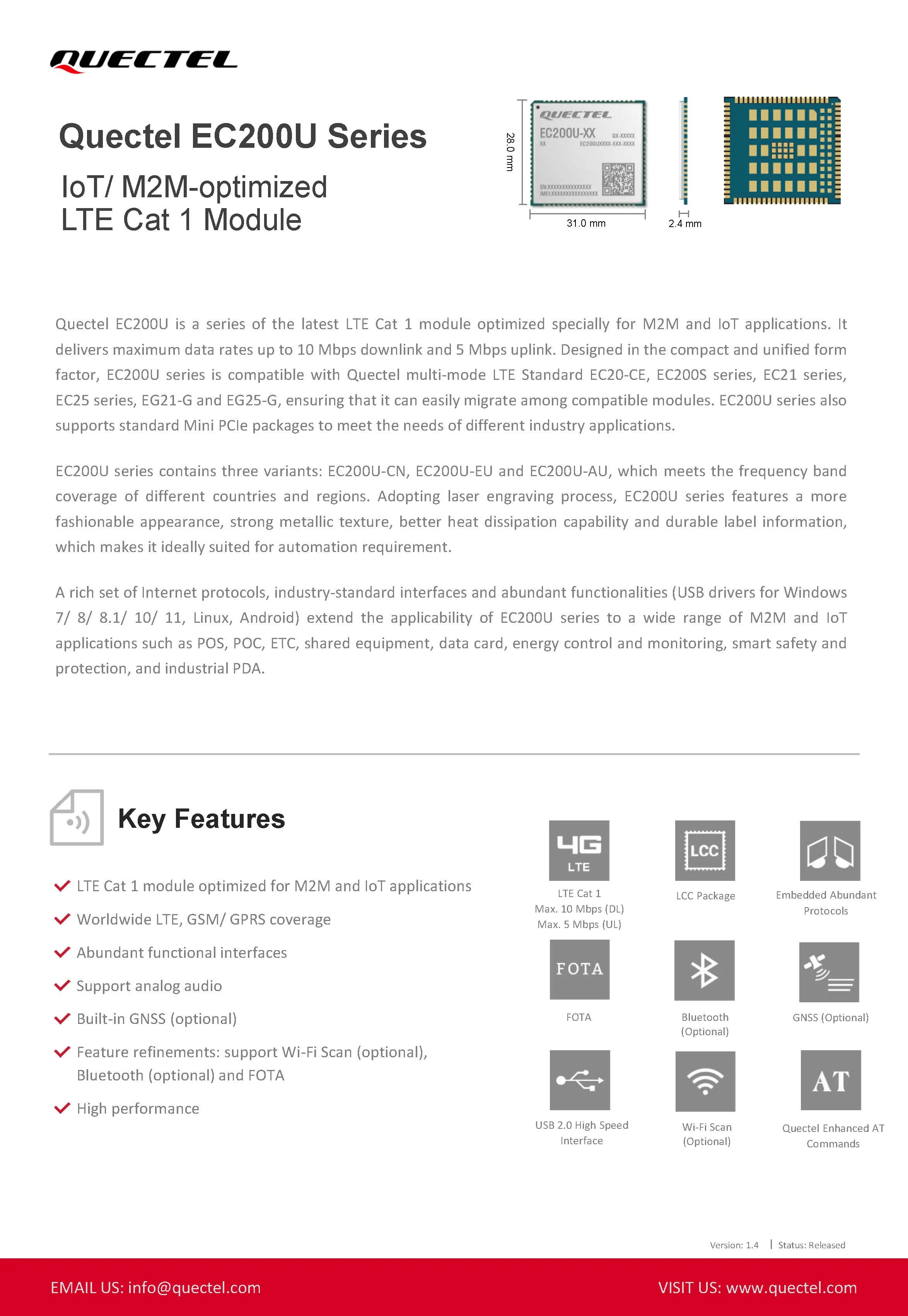 Low Price Quectel EC200U LCC LTE Cat 1 Module 4G Module| Alibaba.com