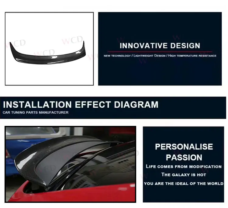 RZ Style Carbon Fiber Rear Spoiler Body Kit for Tesla Model X Rear Tail ...