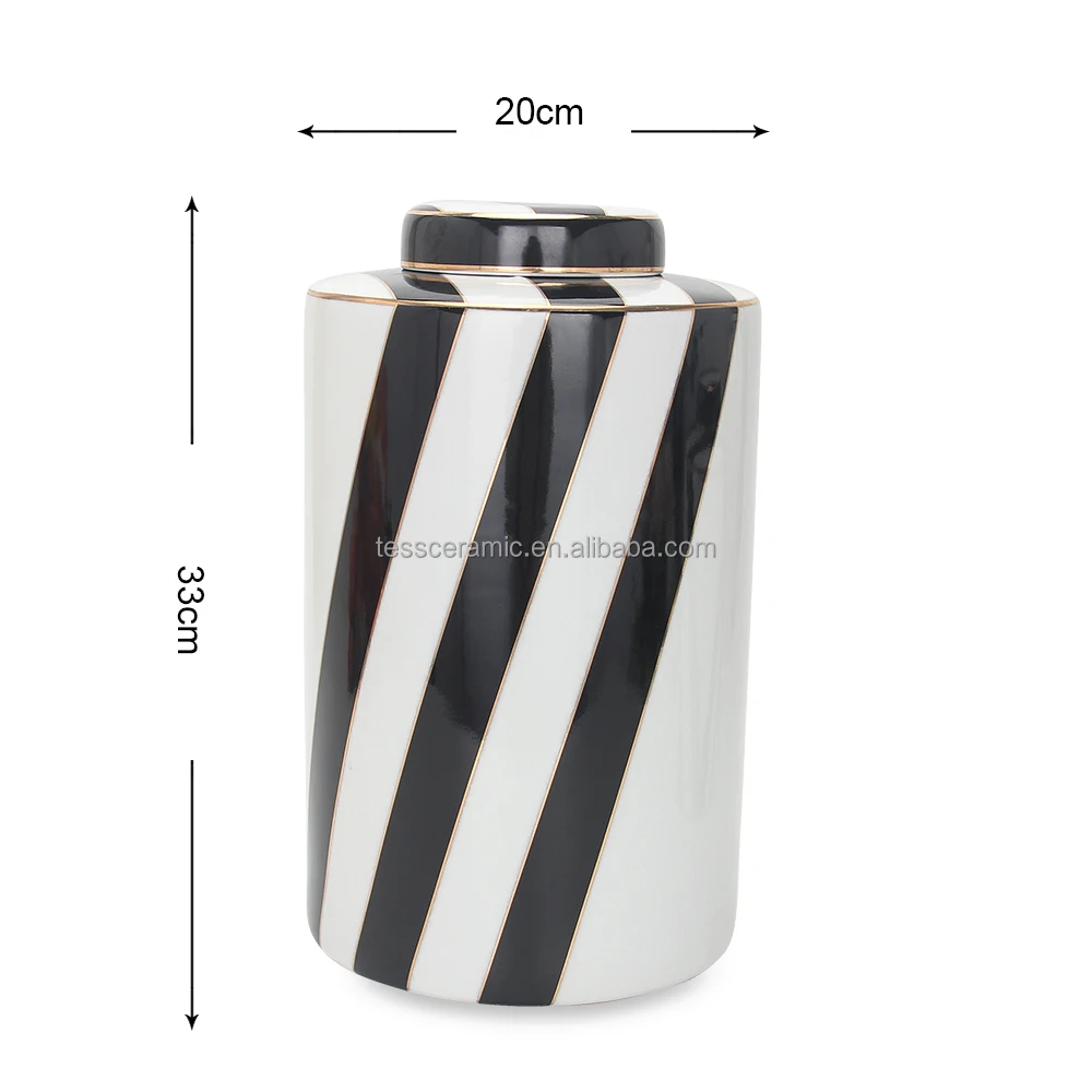 J045 Modern Diagonal Design Powder Jar Ceramic Container Jar Design ...